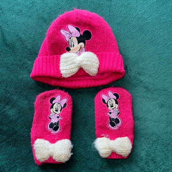 Disney | Matching Sets | Minnie Mouse Pink Cap And Mittens | Poshmark